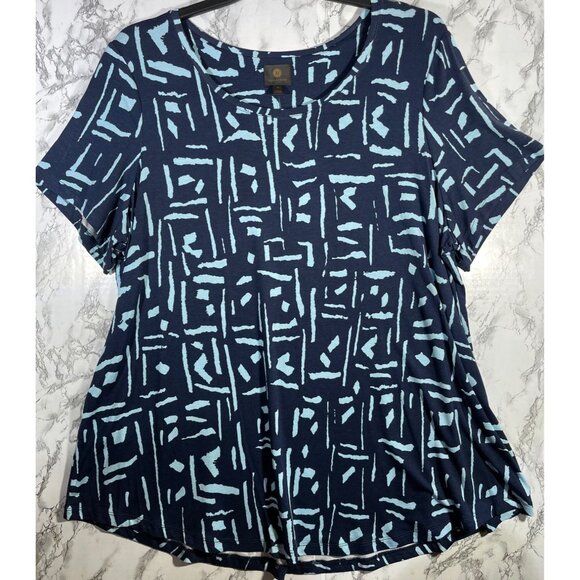 JM Collection | Tops | Jm Collection 3x Intrepid Blue Geometric Print ...